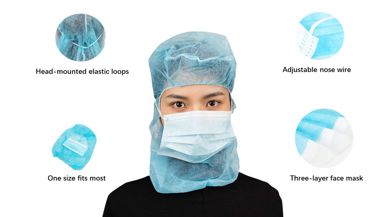 Disposable non woven astronaut cap with face mask - YouFu Medical